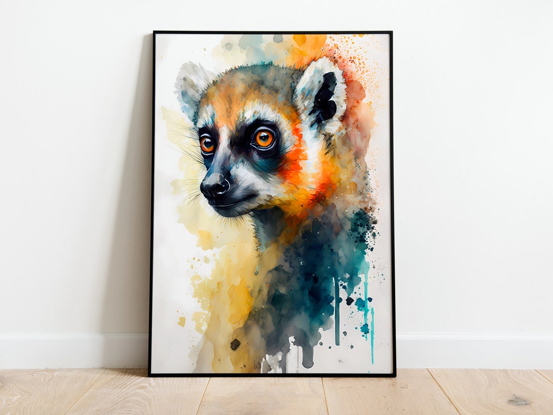 Watercolor Lemur PRINTABLE ART Lemur Instant Download Lemur - Etsy