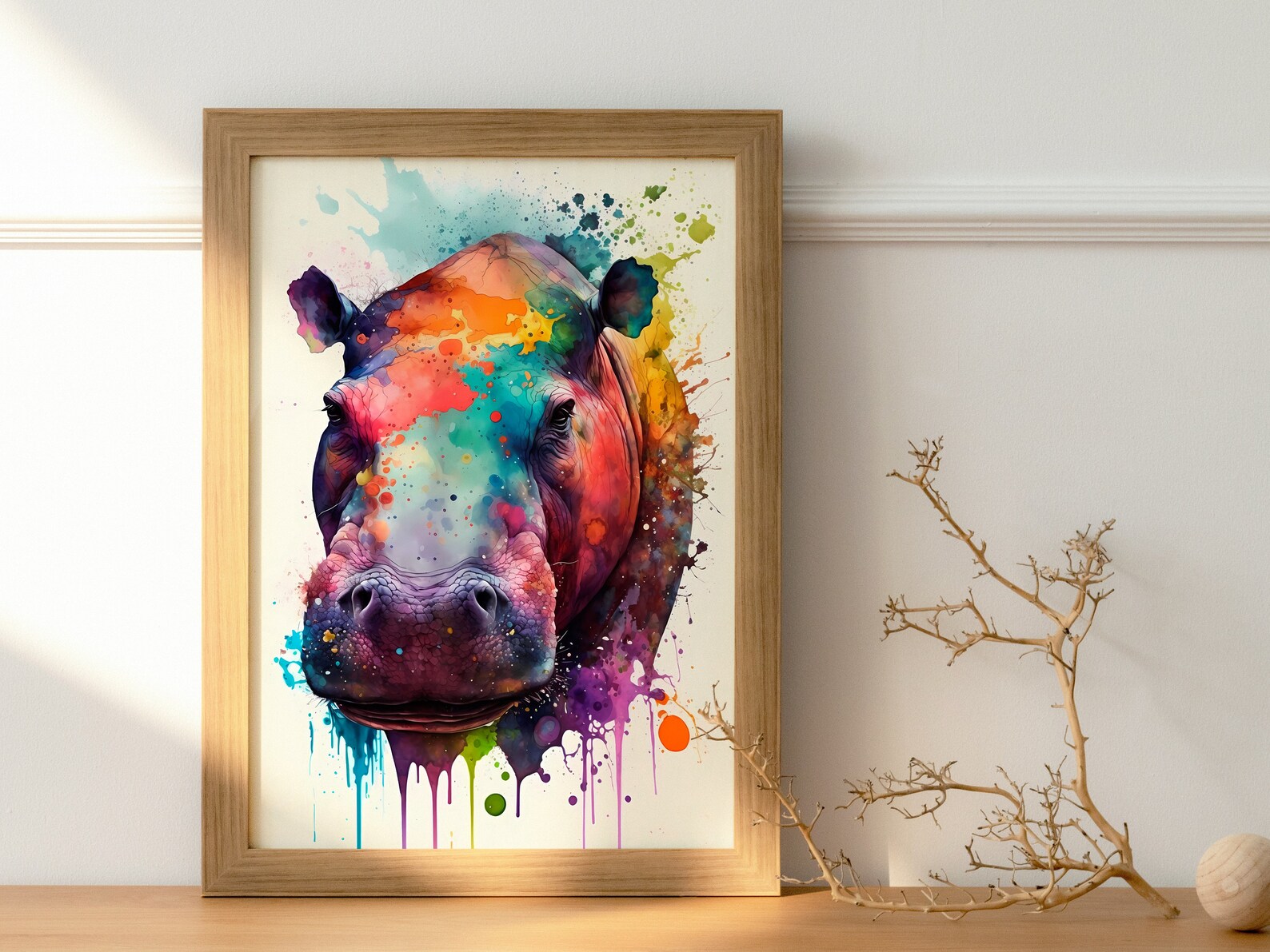 Hippo Watercolor PRINTABLE ART Hippo Print Instant Download Hippo ...