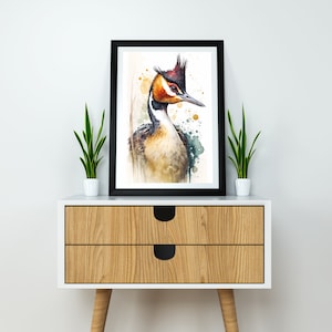Watercolor Great Crested Grebe PRINTABLE ART Grebe Instant Download ...