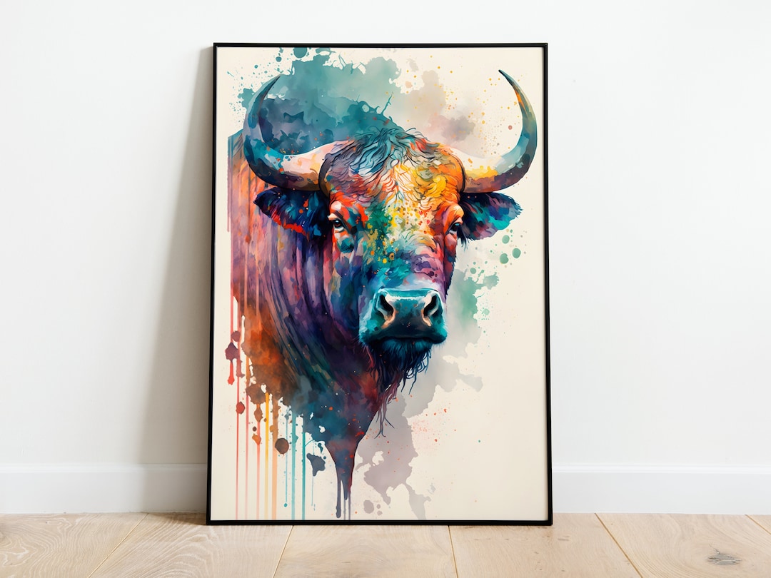 Stier Aquarell DRUCKBARE KUNST Bull Print Instant Download Stier Poster ...