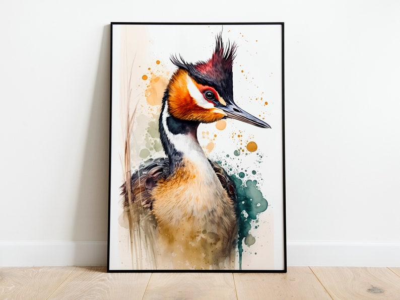 Watercolor Great Crested Grebe PRINTABLE ART Grebe Instant Download ...