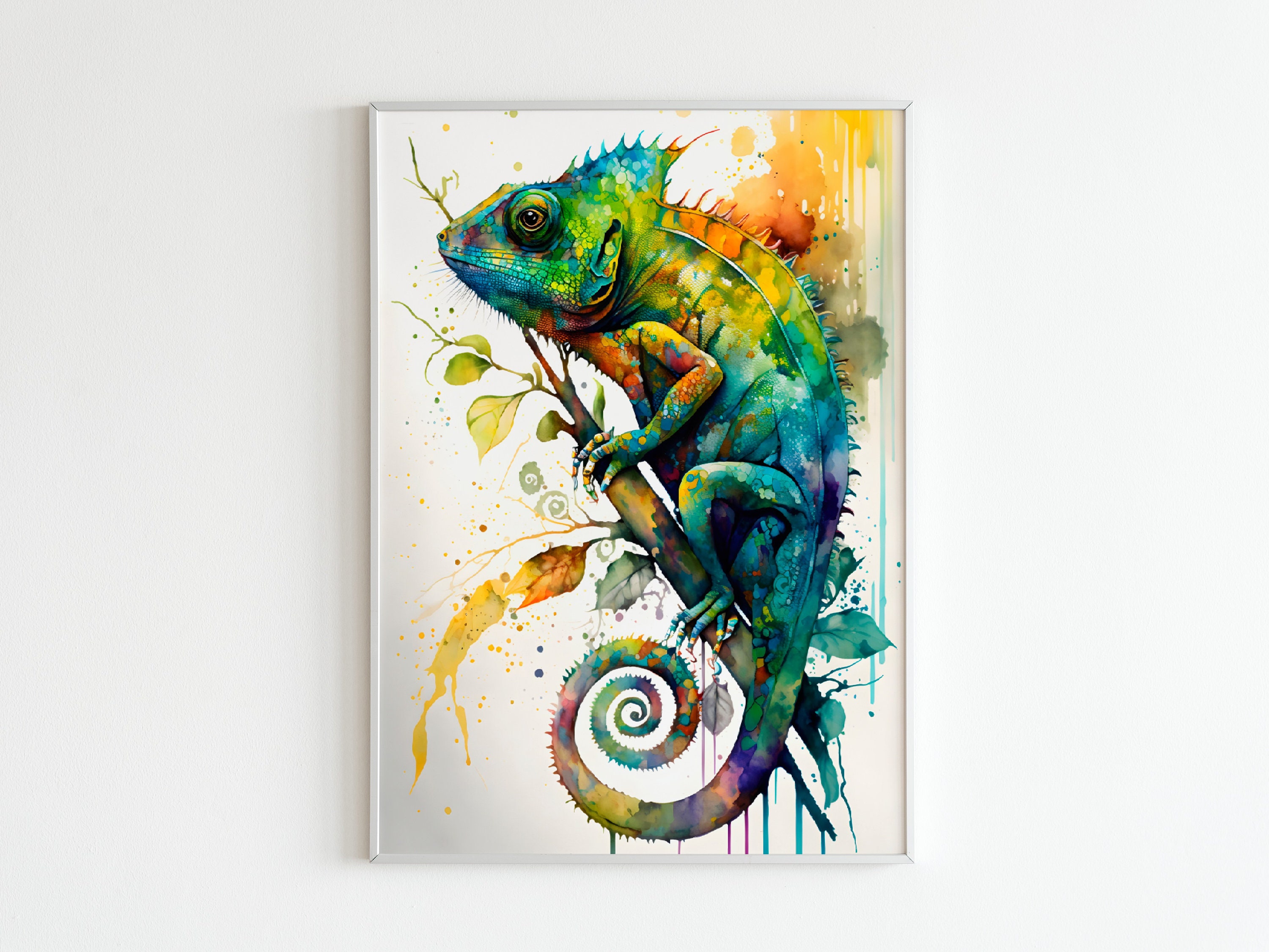 Chameleon Watercolor PRINTABLE ART Chameleon Print Instant Download ...