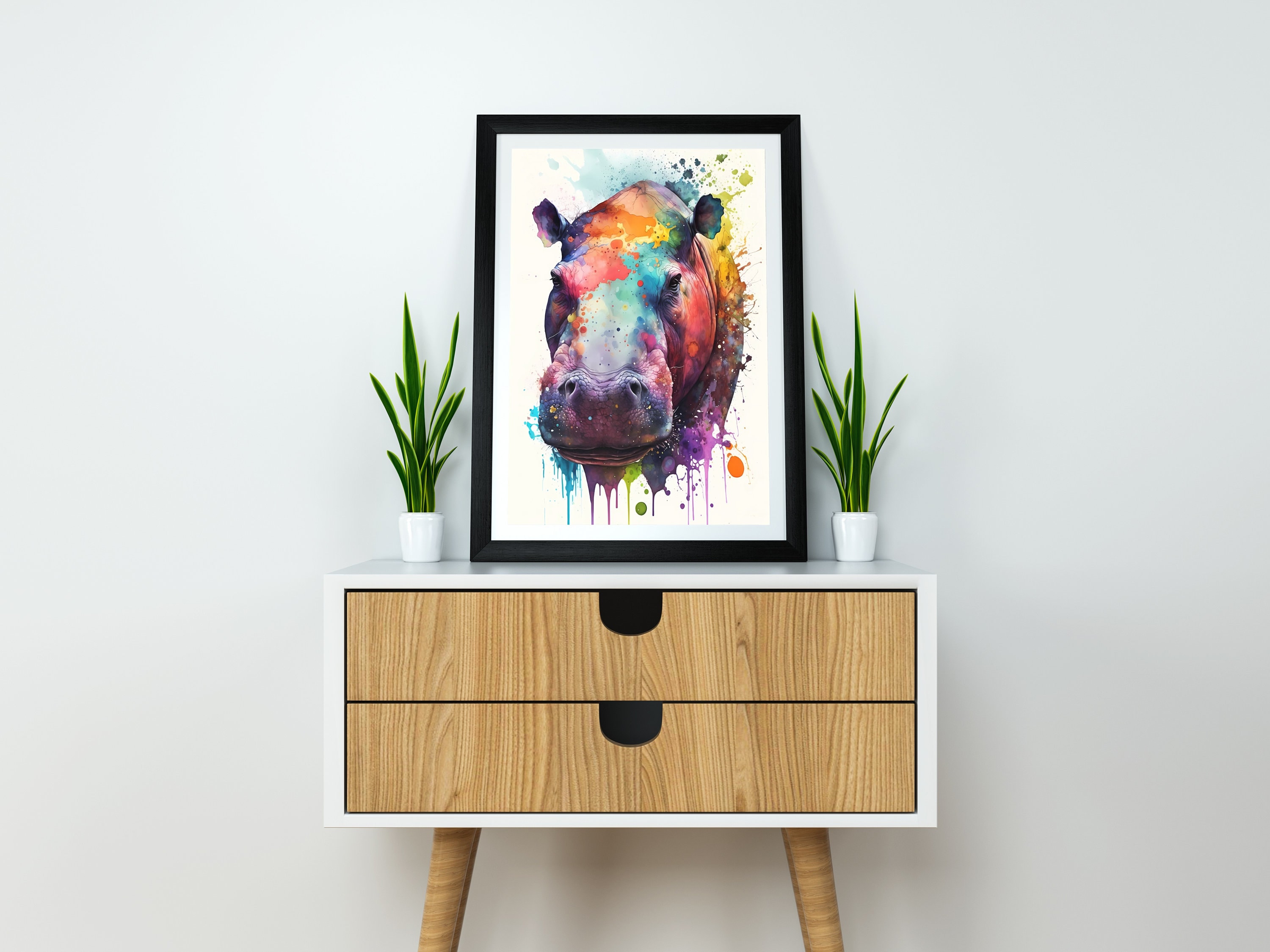 Hippo Watercolor PRINTABLE ART Hippo Print Instant Download Hippo ...