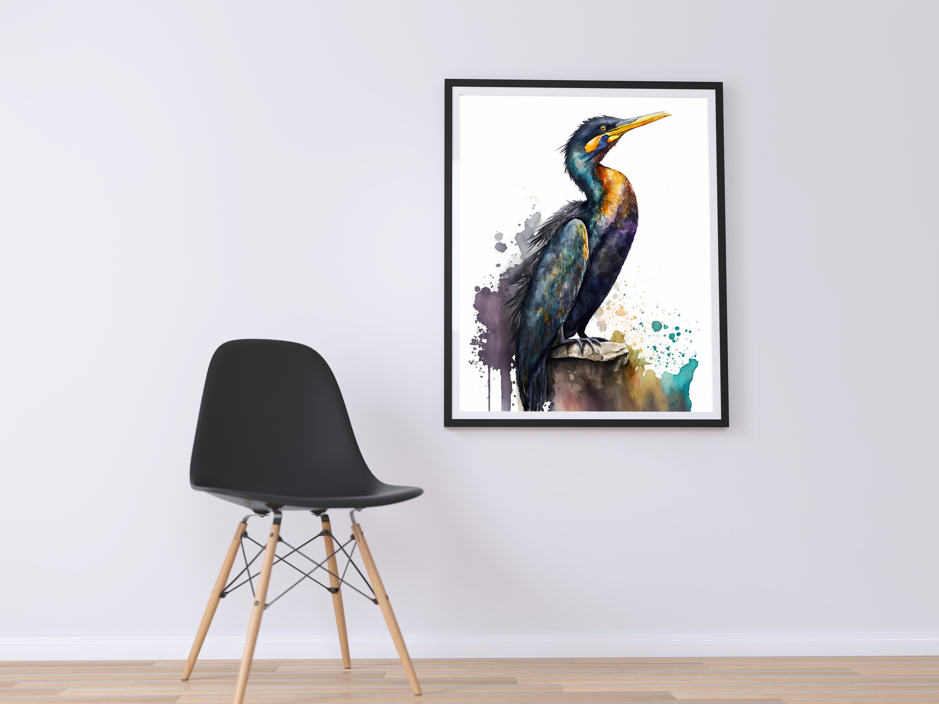 Watercolor Cormorant PRINTABLE ART Cormorant Instant Download Cormorant ...