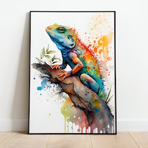 Lizard Watercolor PRINTABLE ART Lizard Print Instant Download Lizard ...