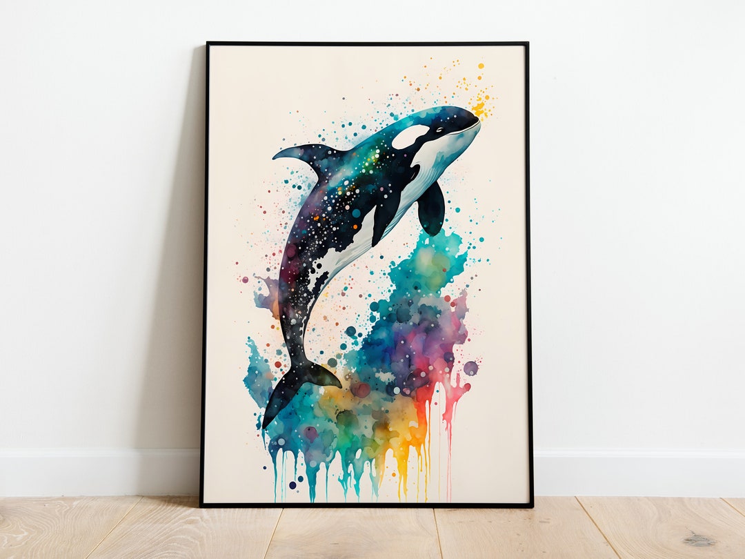Orca Watercolor PRINTABLE ART Orca Print Instant Download Orca Jumping ...