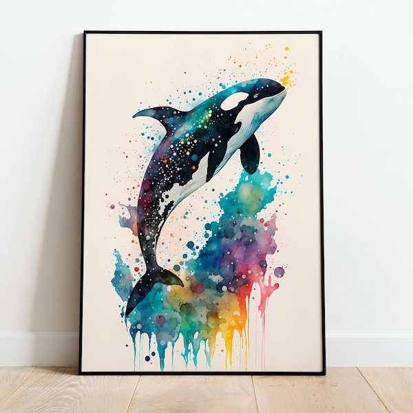 Orca Watercolor Wall Art - Etsy