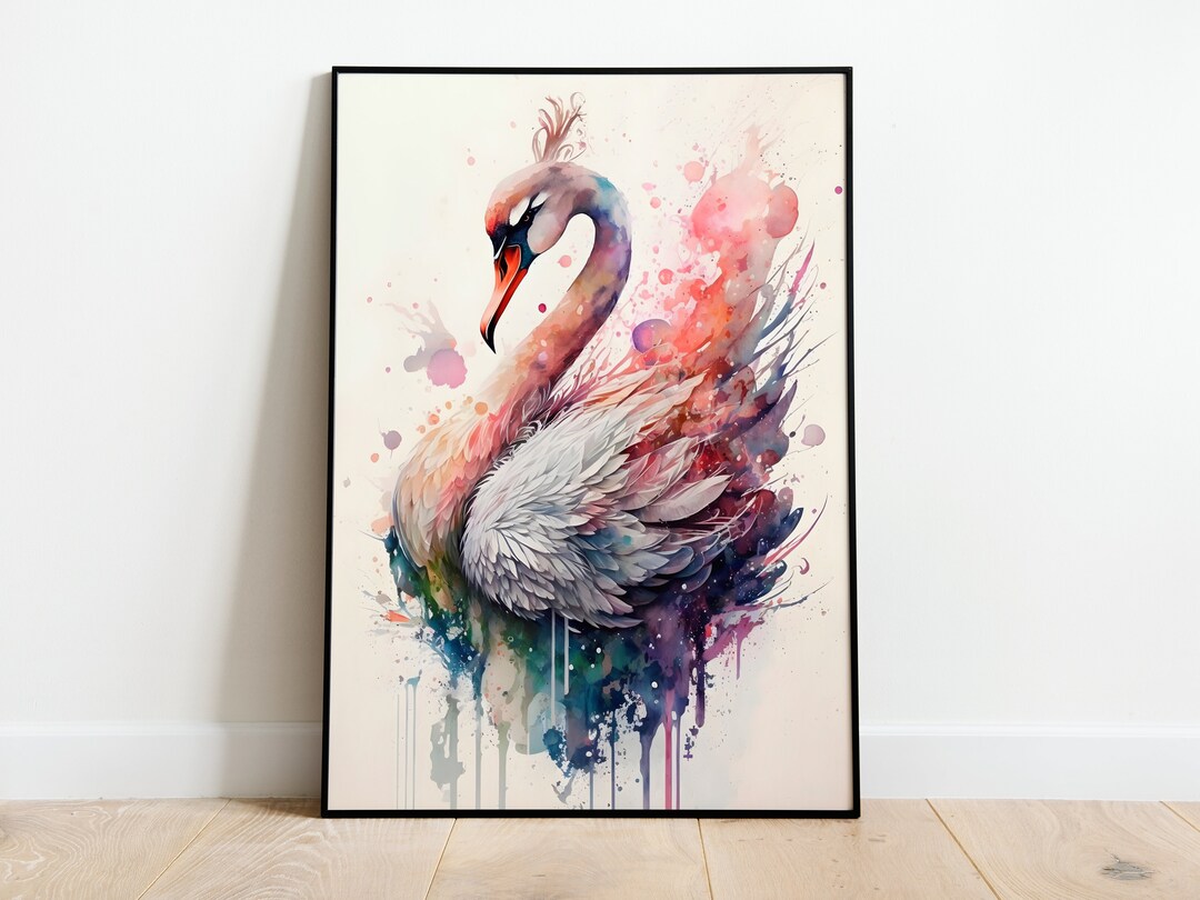 Schwan Aquarell DRUCKBARE KUNST Schwan Print Sofortiger Download Schwan ...
