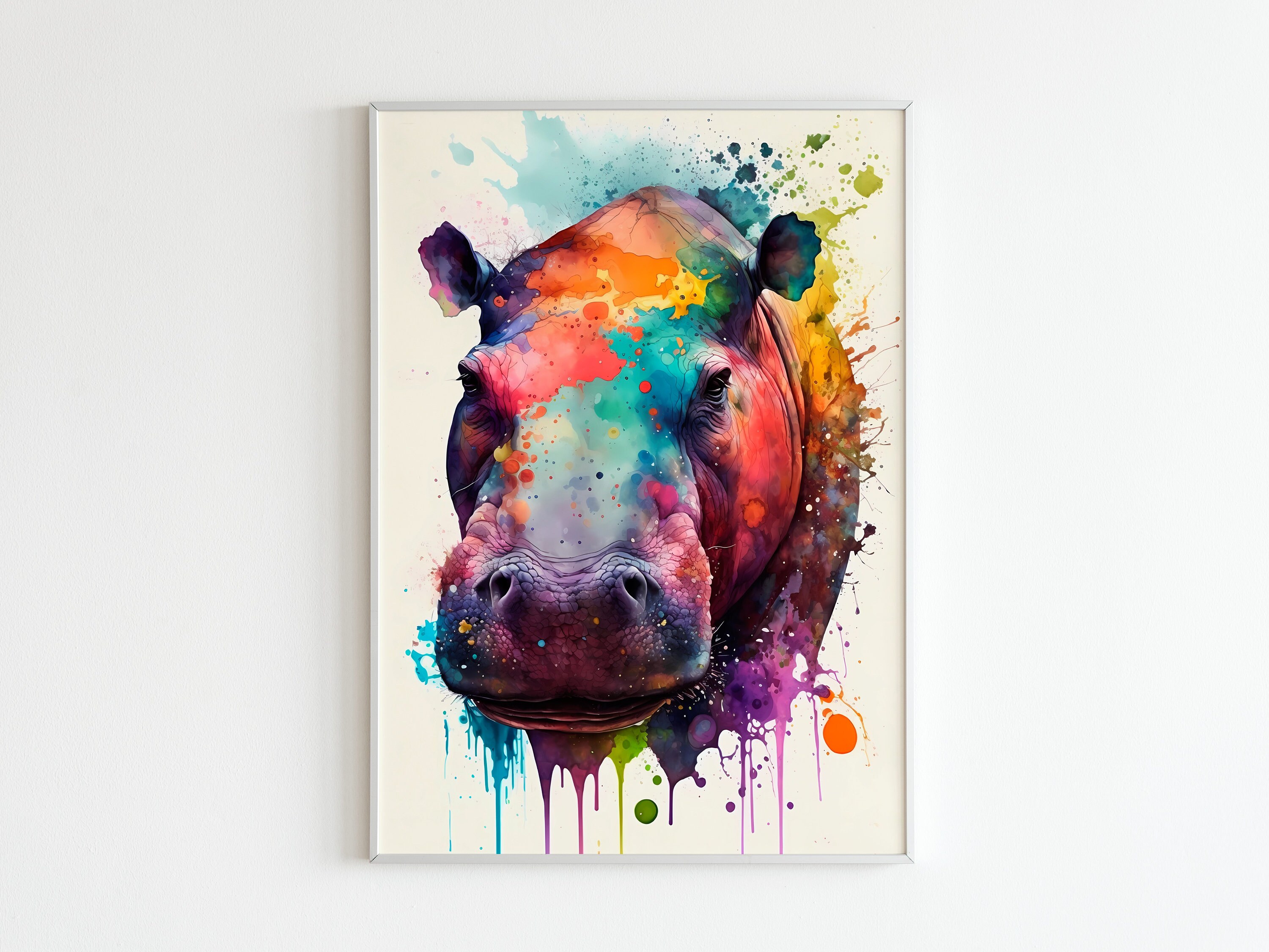 Hippo Watercolor PRINTABLE ART Hippo Print Instant Download Hippo ...