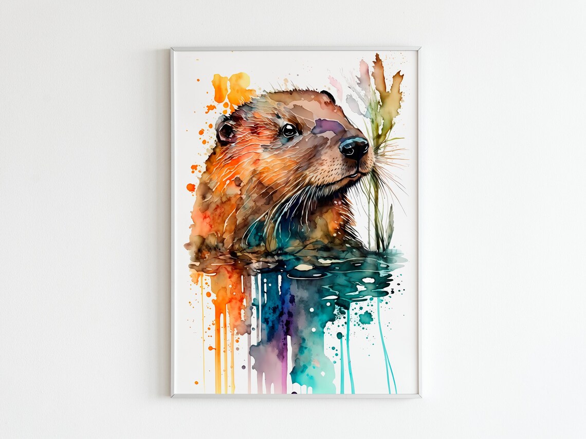 Beaver Watercolor PRINTABLE ART Beaver Print Instant Download Beaver ...