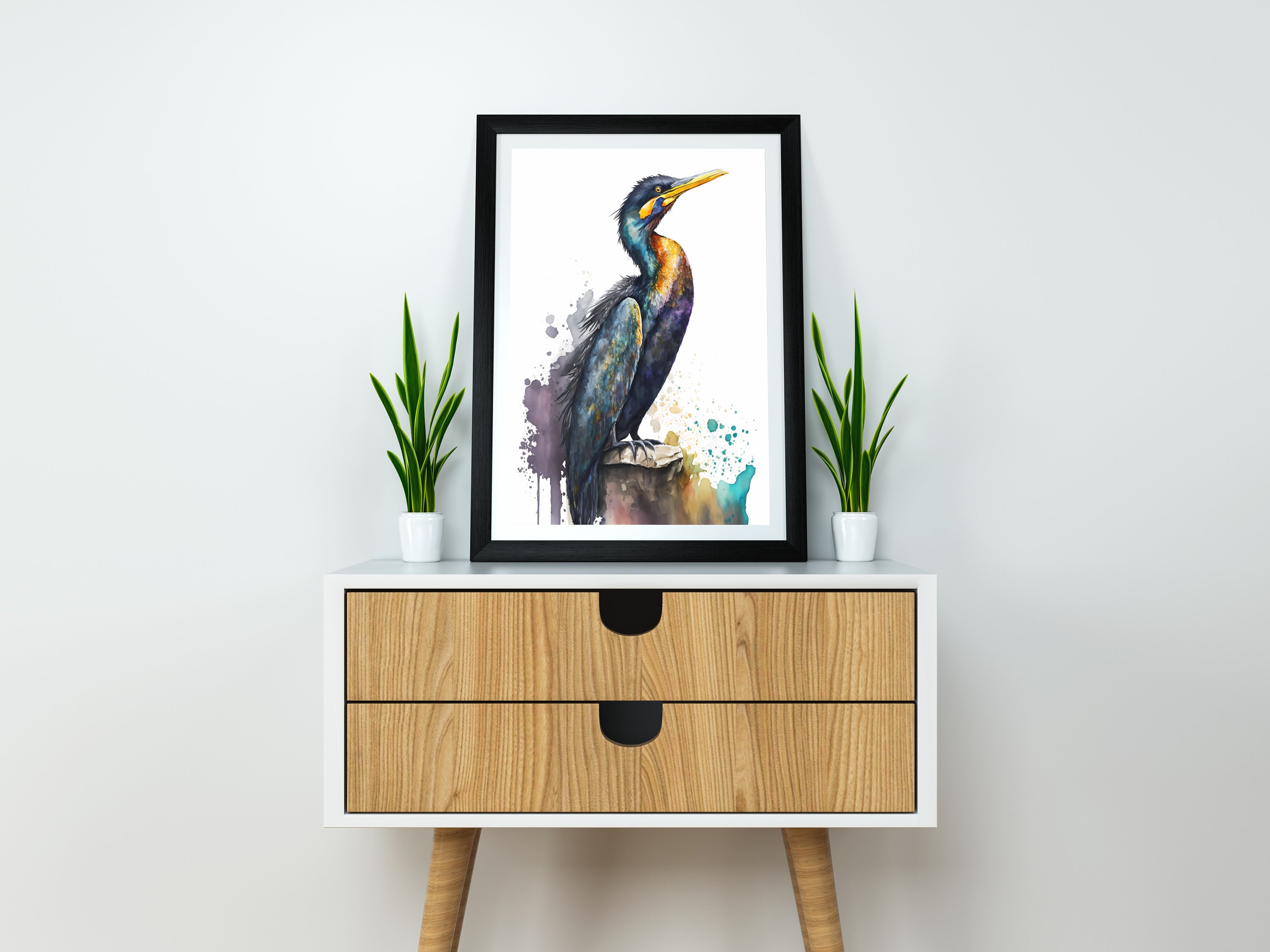 Watercolor Cormorant PRINTABLE ART Cormorant Instant Download Cormorant ...