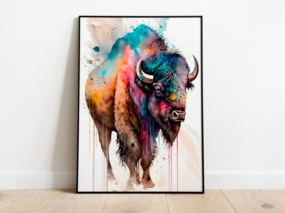 Buffalo Watercolor PRINTABLE ART Buffalo Print Instant Download Buffalo ...