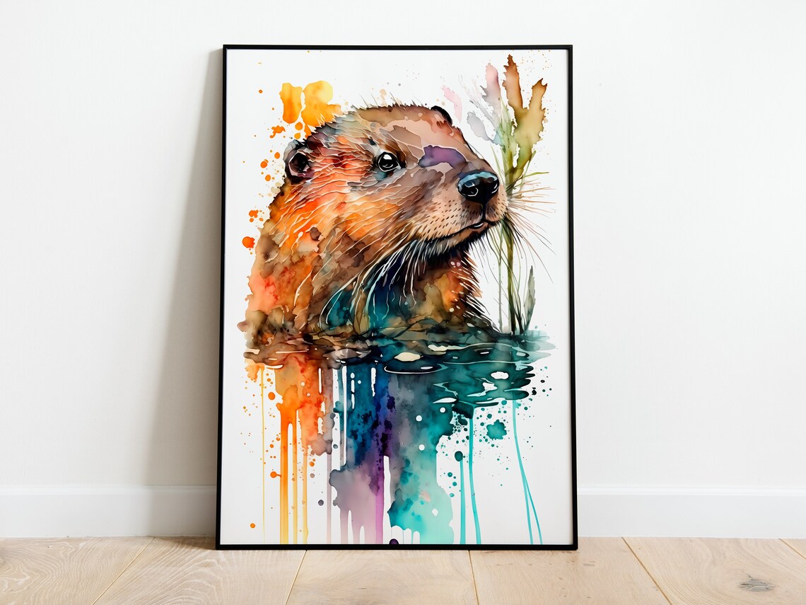 Beaver Watercolor PRINTABLE ART Beaver Print Instant Download Beaver ...