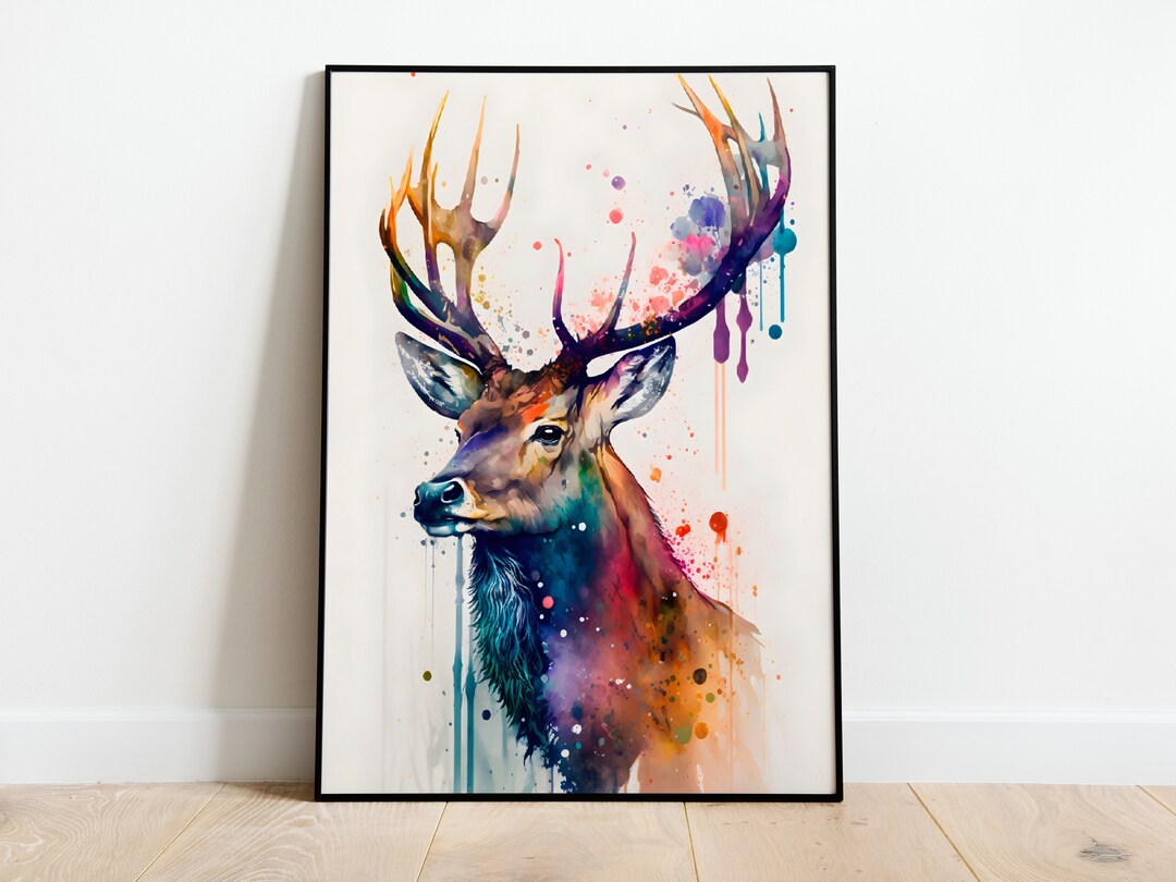 Deer Watercolor PRINTABLE ART Deer Print Instant Download Deer Poster ...