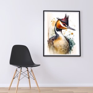 Watercolor Great Crested Grebe PRINTABLE ART Grebe Instant Download ...