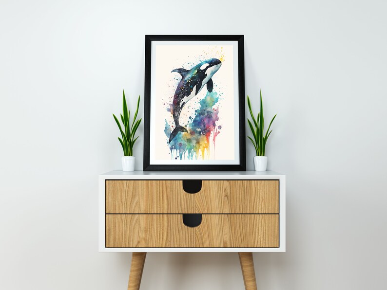 Orca Watercolor PRINTABLE ART Orca Print Instant Download Orca Jumping ...
