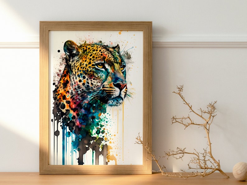 Watercolor Leopard PRINTABLE ART Leopard Instant Download Leopard ...