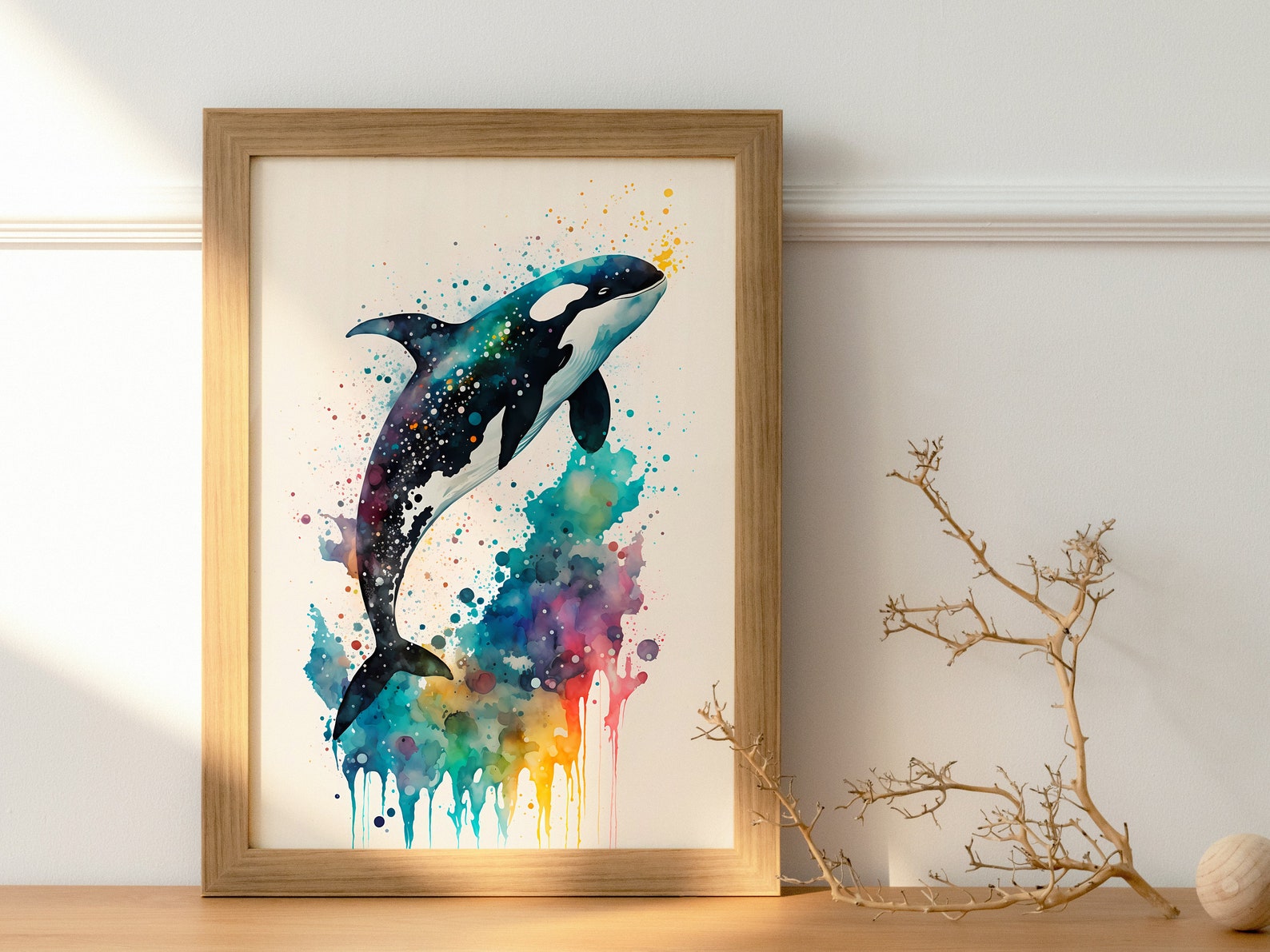 Orca Watercolor PRINTABLE ART Orca Print Instant Download Orca Jumping ...