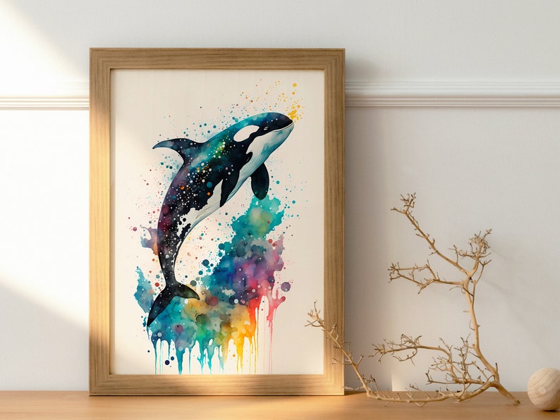 Orca Watercolor PRINTABLE ART Orca Print Instant Download Orca Jumping ...