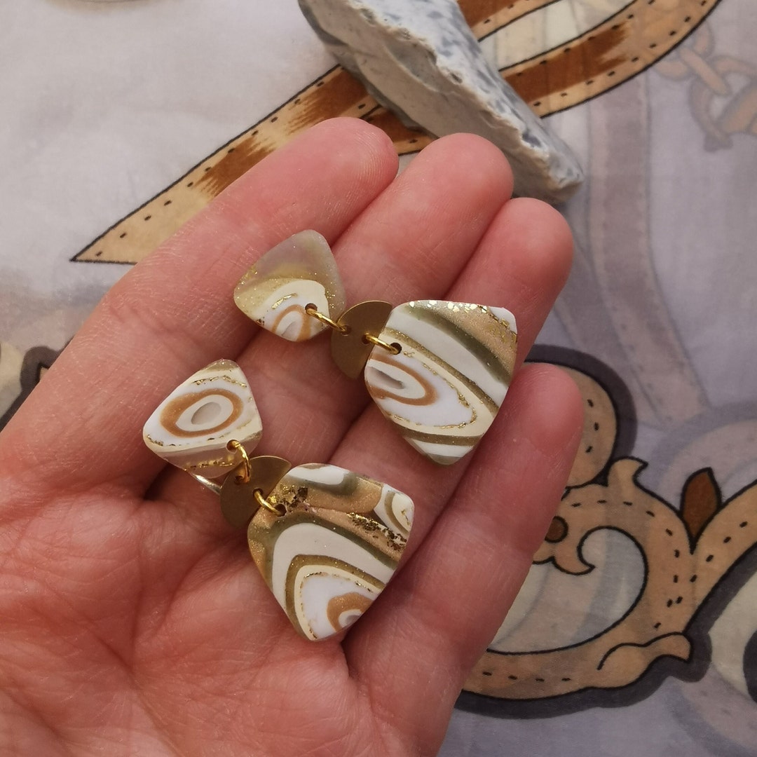 Pearl Geode Clam Earring Polymer Clay Earring - Etsy