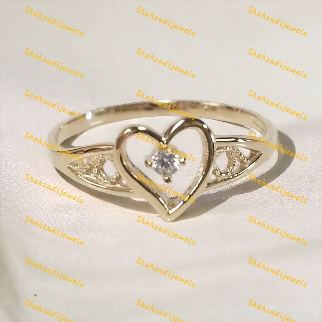 Heart Diamond Ring, 14K Solid Gold Rings, Heart Shape Ring, Valentine's Day Gift, Gift for Her ...