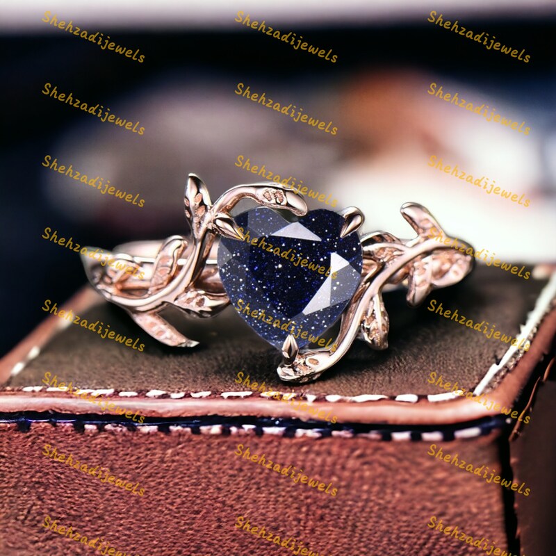 Blue Heart Ring - Etsy