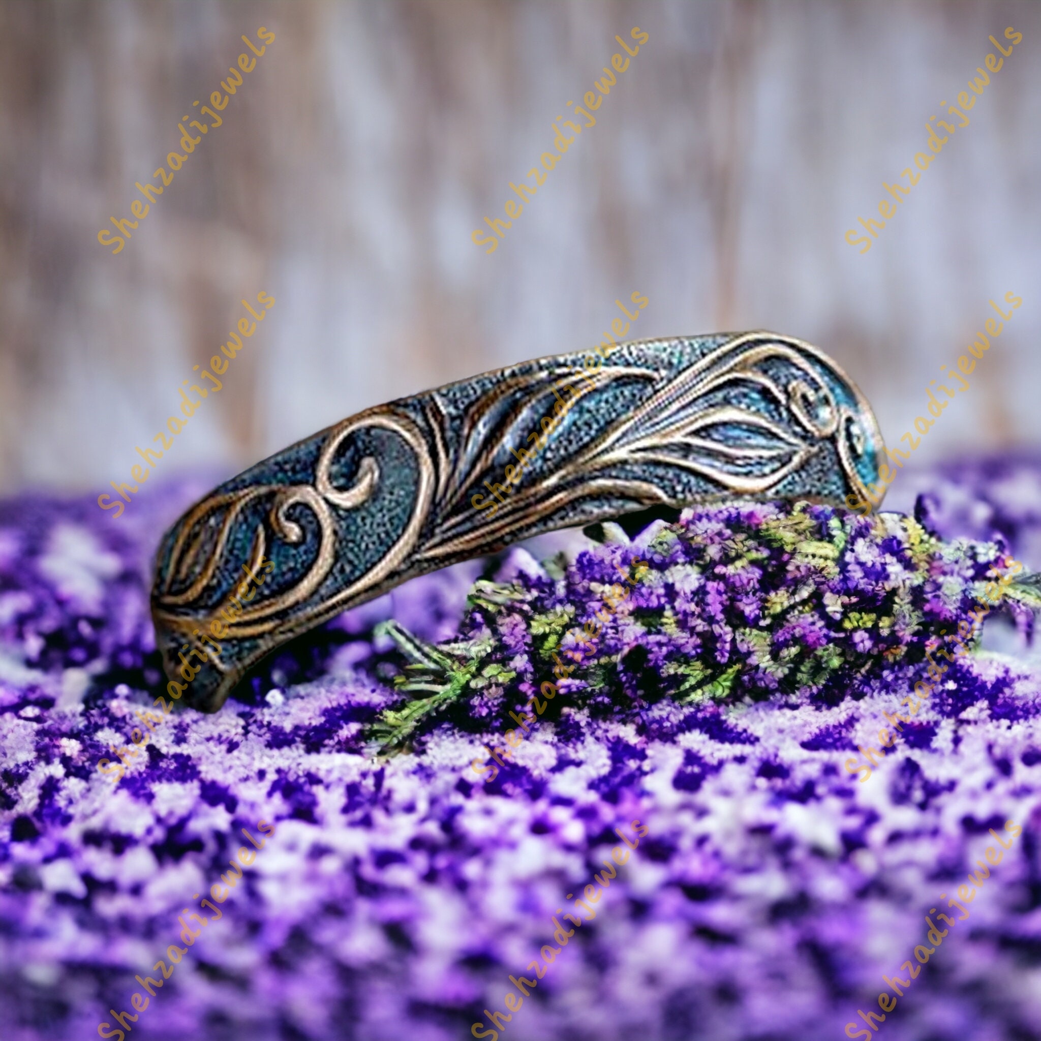 Filigree & Vine Wedding Band for Women and Men, Unique Sterling Silver ...