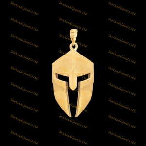 14k Solid Gold Spartan Helmet Necklace, Greek Warrior Pendant - Etsy