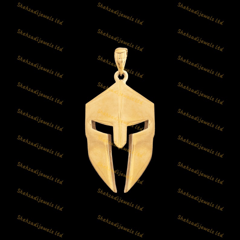 14k Solid Gold Spartan Helmet Necklace, Spartan Warrior Ancient Greek ...