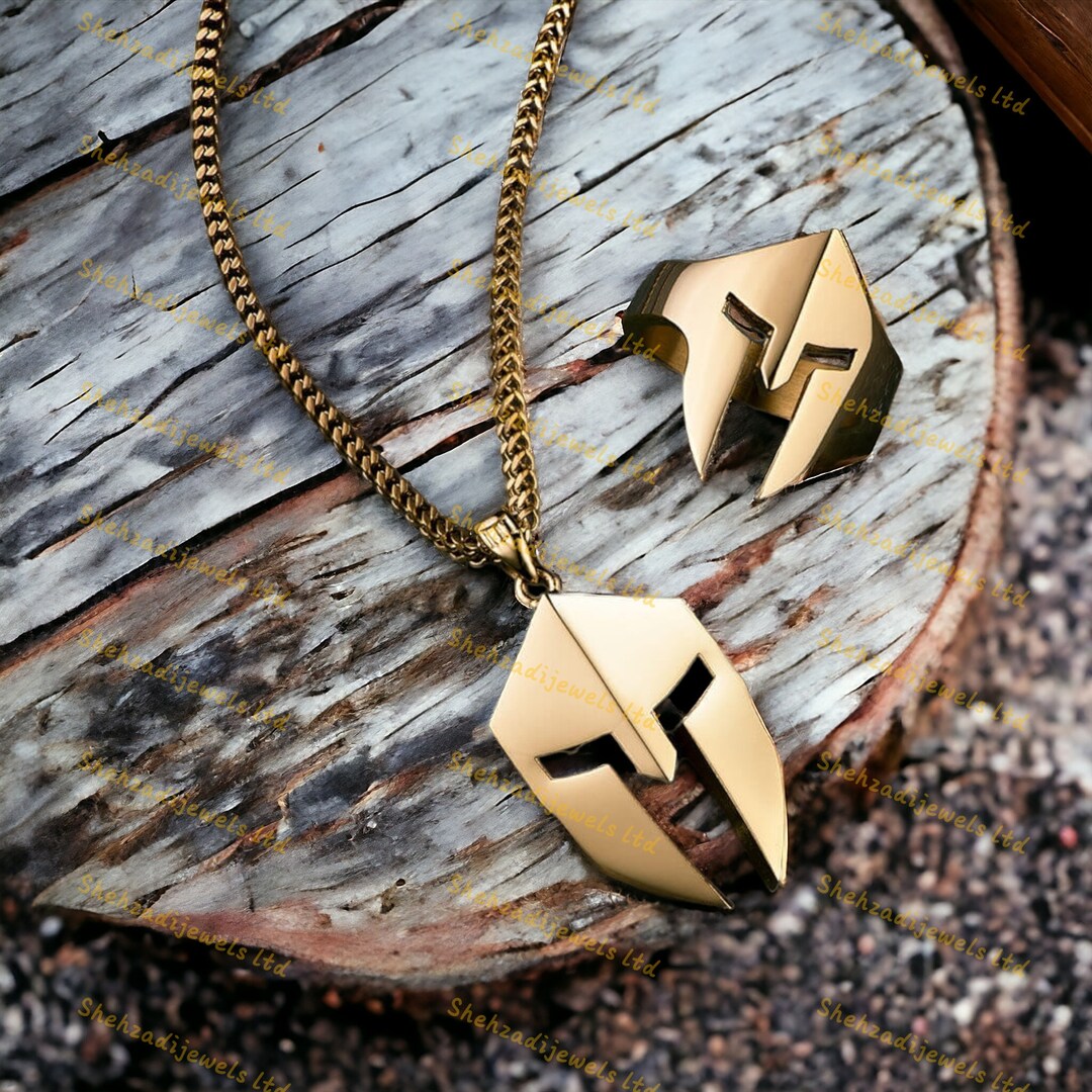 14k Solid Gold Spartan Helmet Necklace, Greek Warrior Pendant - Etsy