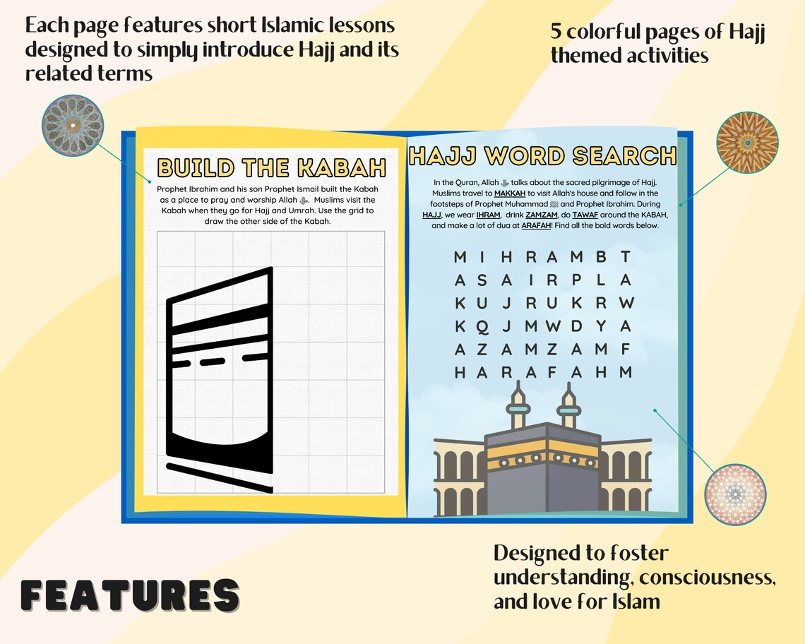 Colorful Hajj Printables | Printable Hajj Worksheets | Islamic Hajj ...