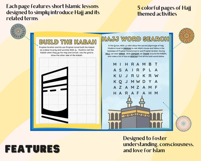 Colorful Hajj Printables | Printable Hajj Worksheets | Islamic Hajj ...