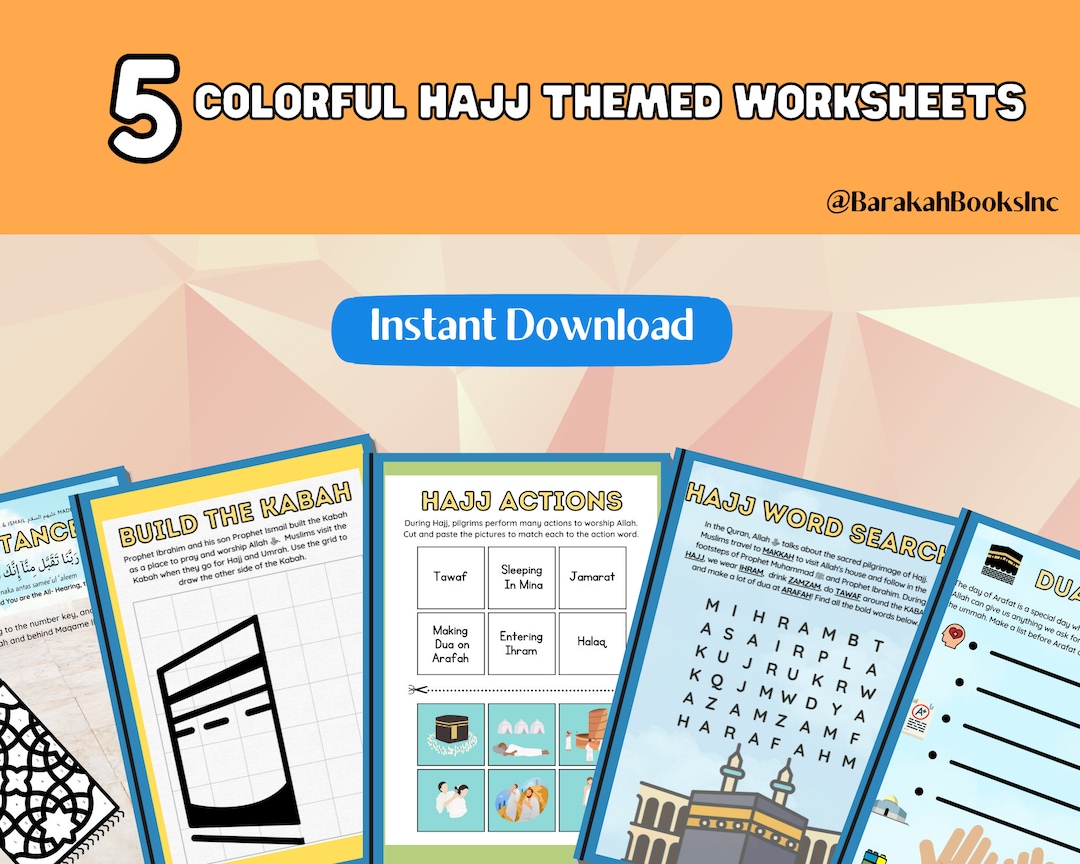 Colorful Hajj Printables | Printable Hajj Worksheets | Islamic Hajj ...