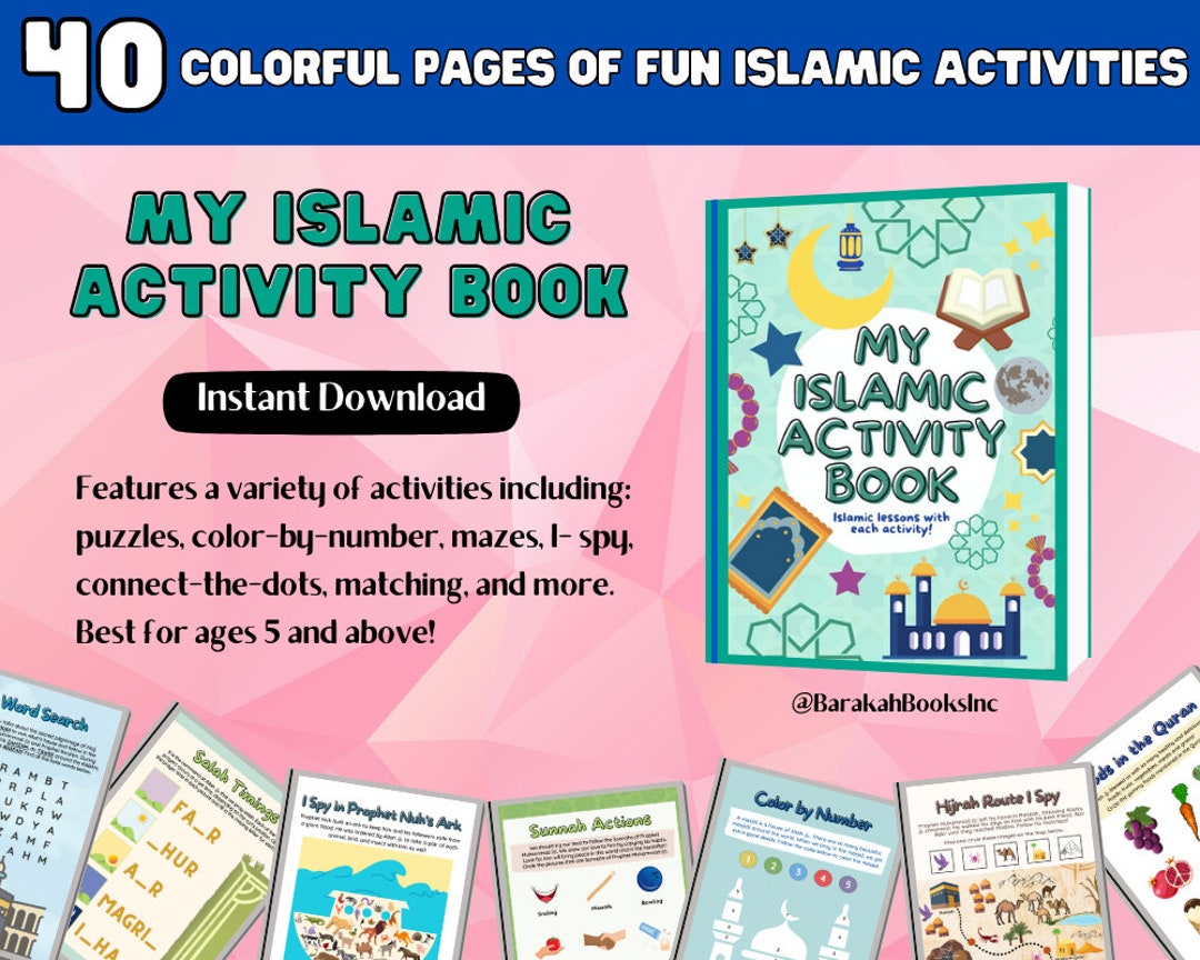 My Islamic Activity Book | 40 Colorful Activities | Printable ...