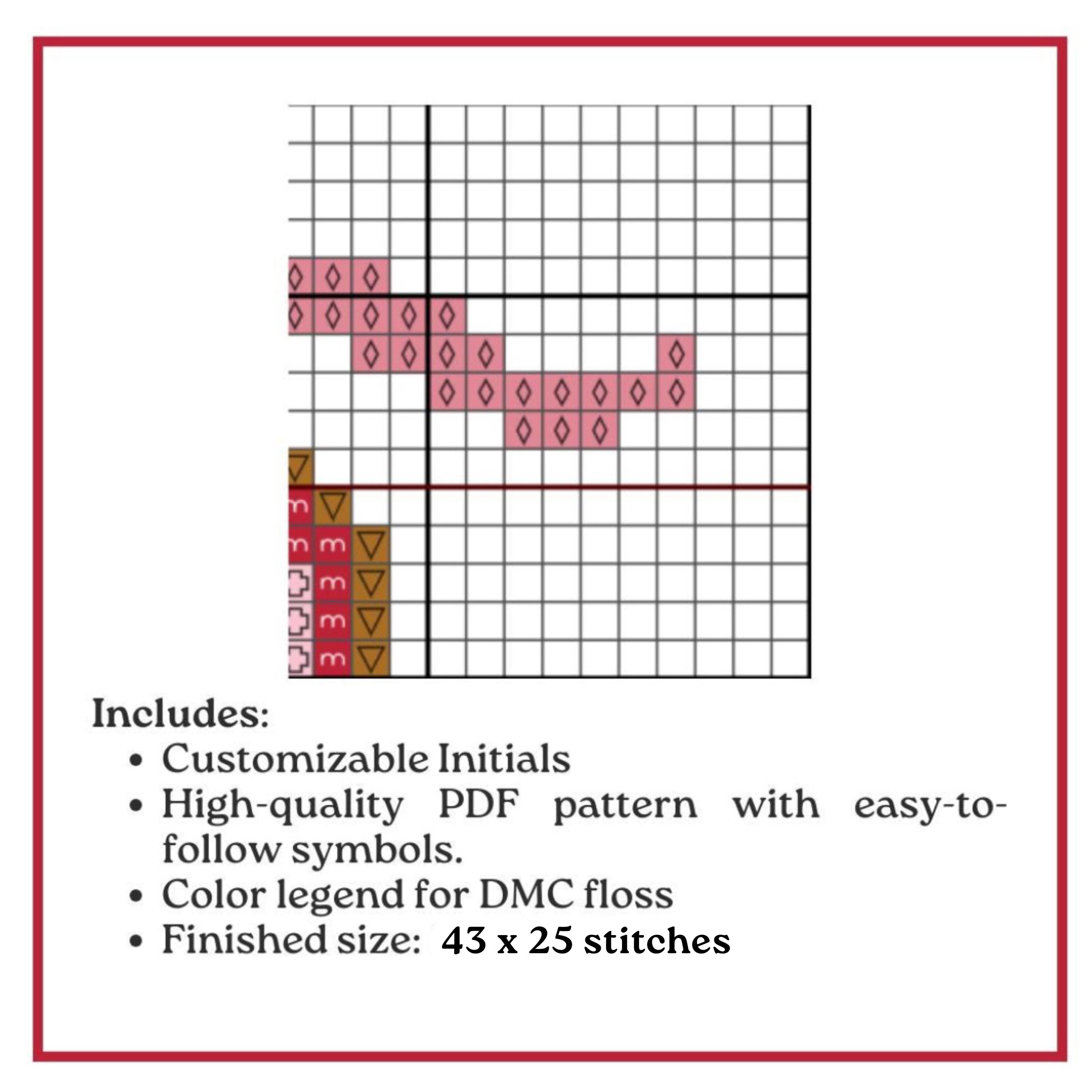 Custom Heart Locket Cross Stitch Pattern: Personalized Initials (PDF ...