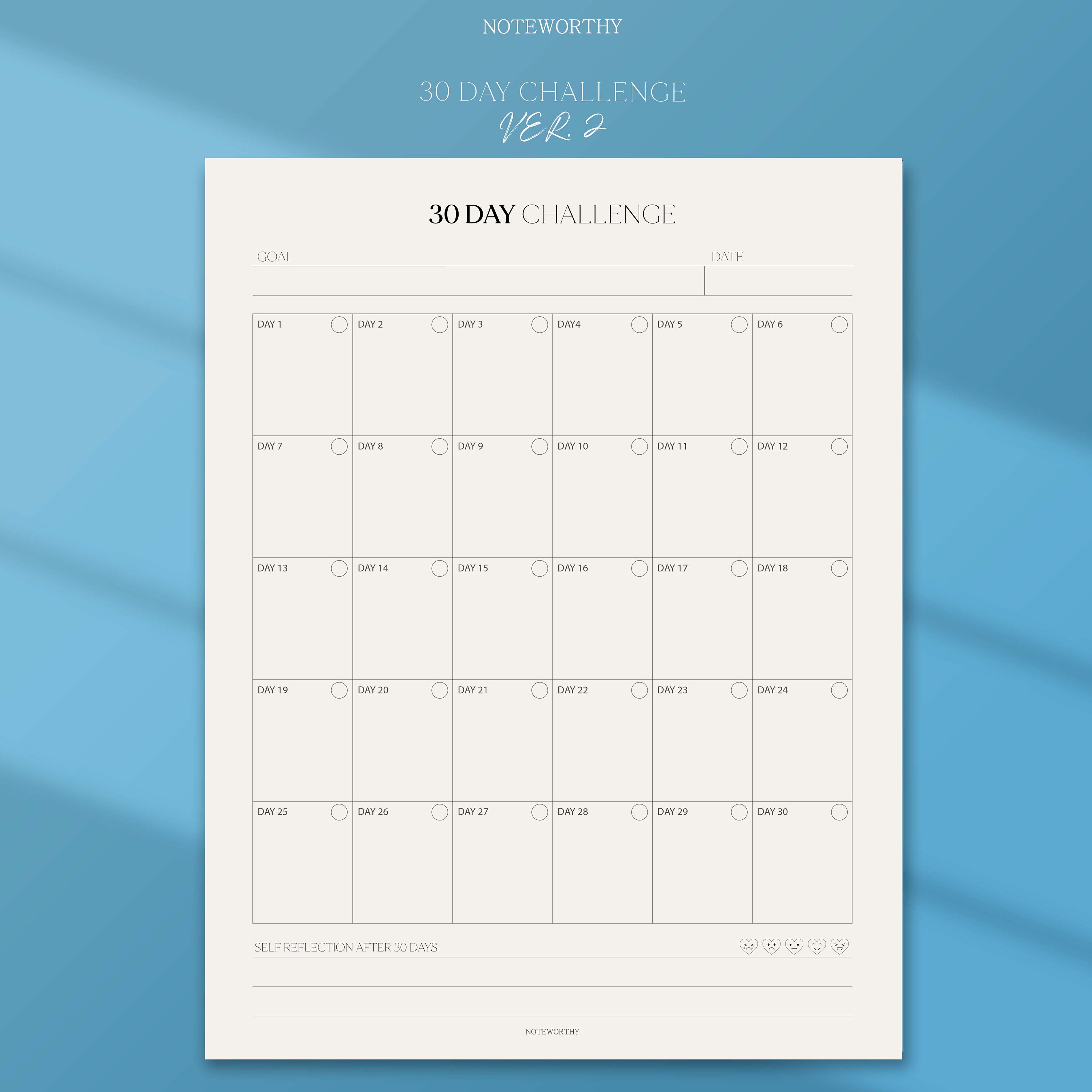 30 DAY CHALLENGE Digital Planner, Goodnotes Planner, Monthly Goal ...