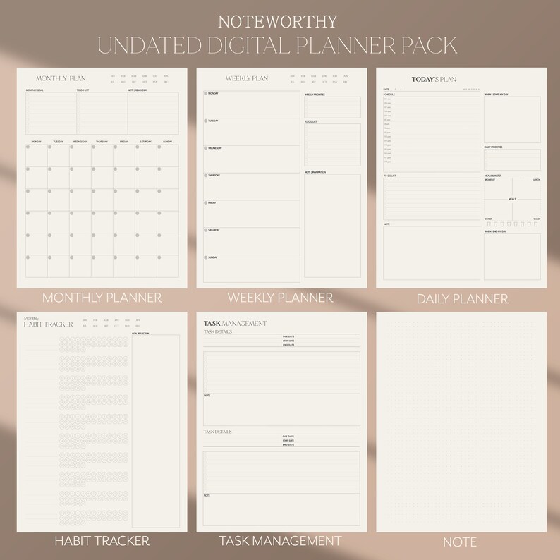 Digital Planner Bundle, Undated Planner, Monthly Weekly Daily Digital ...