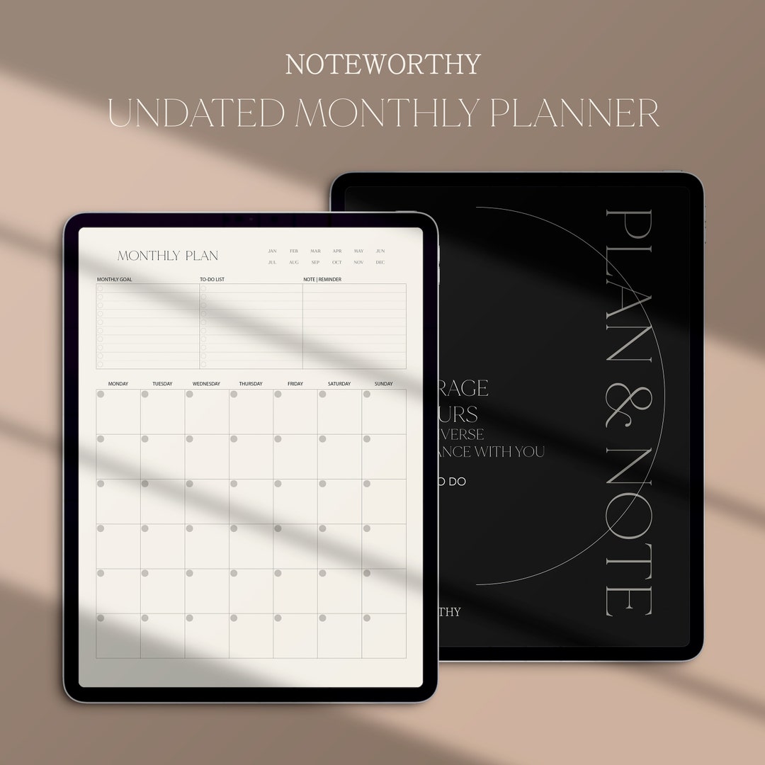 Digital Monthly Planner, Digital Planner, iPad Monthly Planner ...