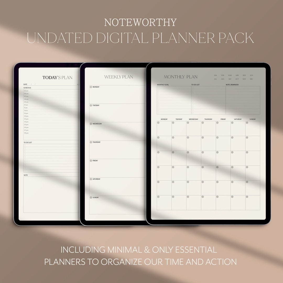 Digital Planner Bundle, Undated Planner, Monthly | Weekly | Daily ...