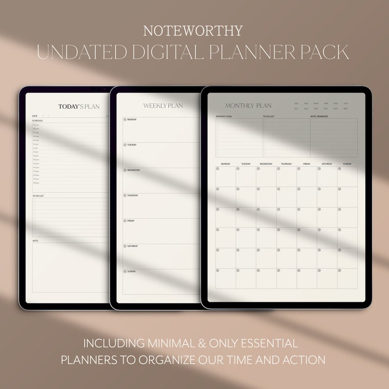 Digital Planner Bundle, Undated Planner, Monthly Weekly Daily Digital ...