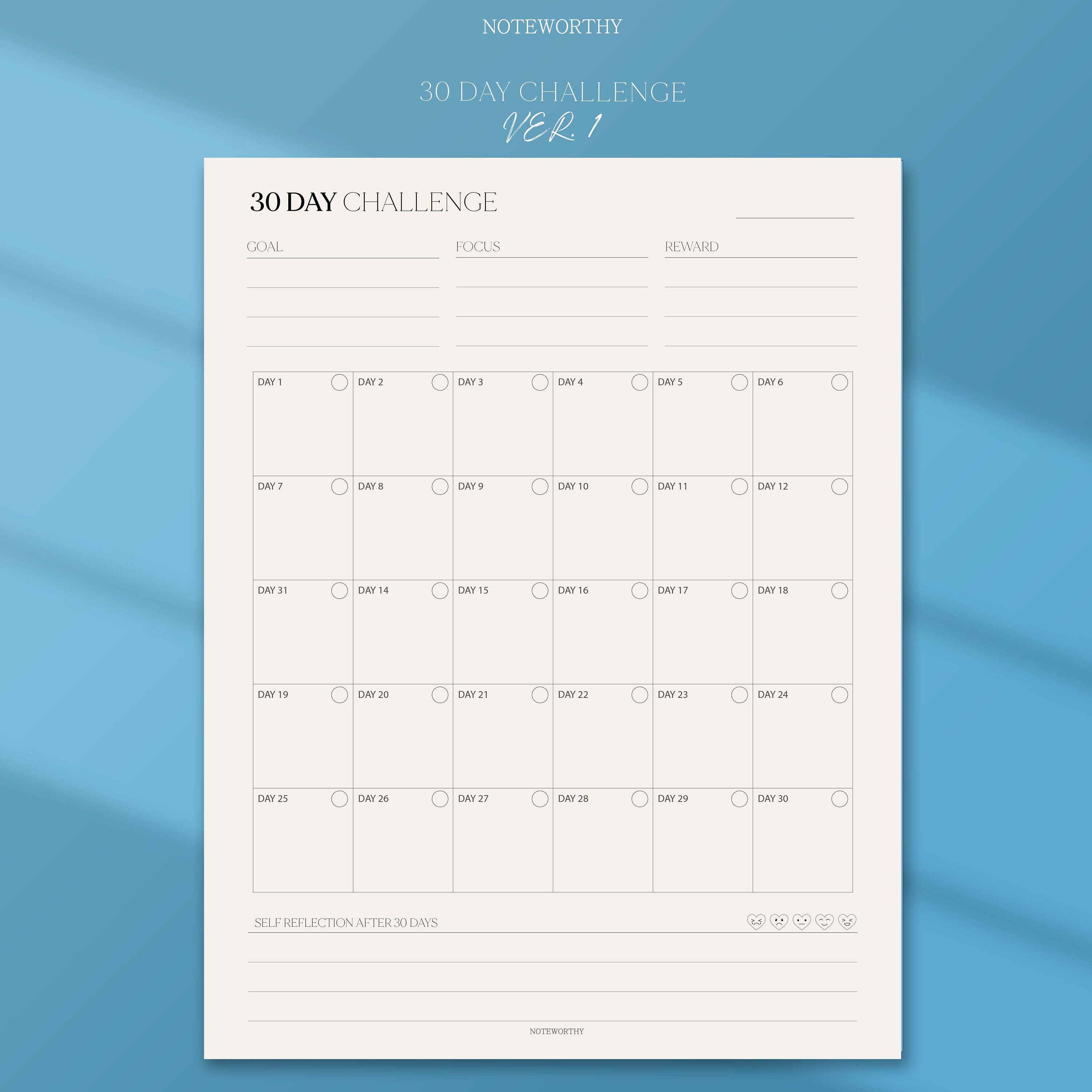 30 DAY CHALLENGE Digital Planner, Goodnotes Planner, Monthly Goal ...