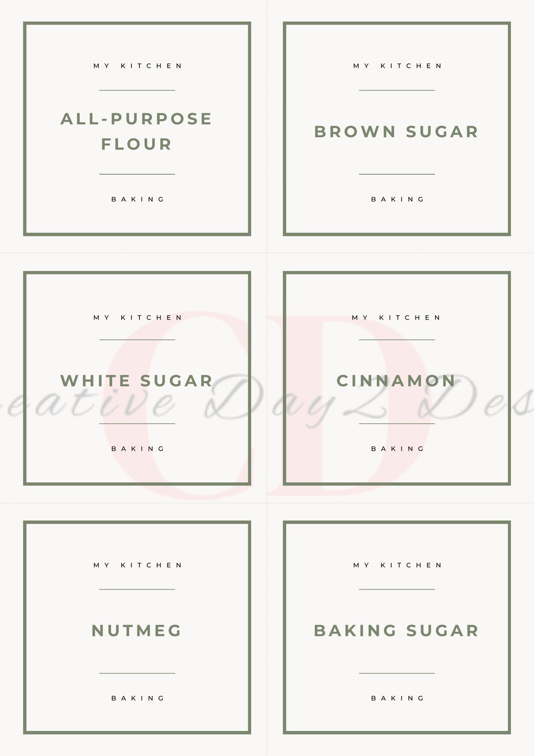 Baking Labels, Kitchen Organizing, Digital Files, Jpg, Print to Pdf, 18 ...