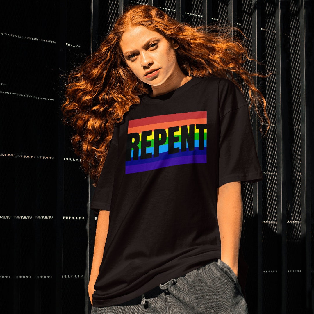 LGBTQ Repent Rainbow Unisex T-shirt Christian Gift, Christian T-shirt ...