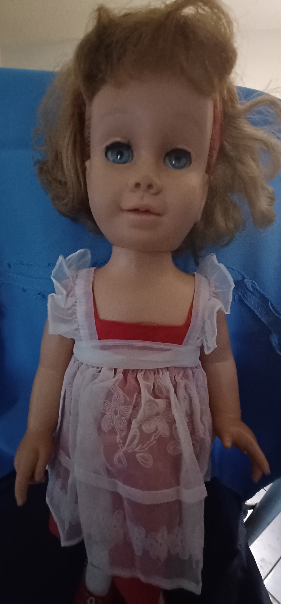 Vintage Chatty Cathy Doll in Red Pinafore Dress Vinyl Teal 20 Tall - Etsy