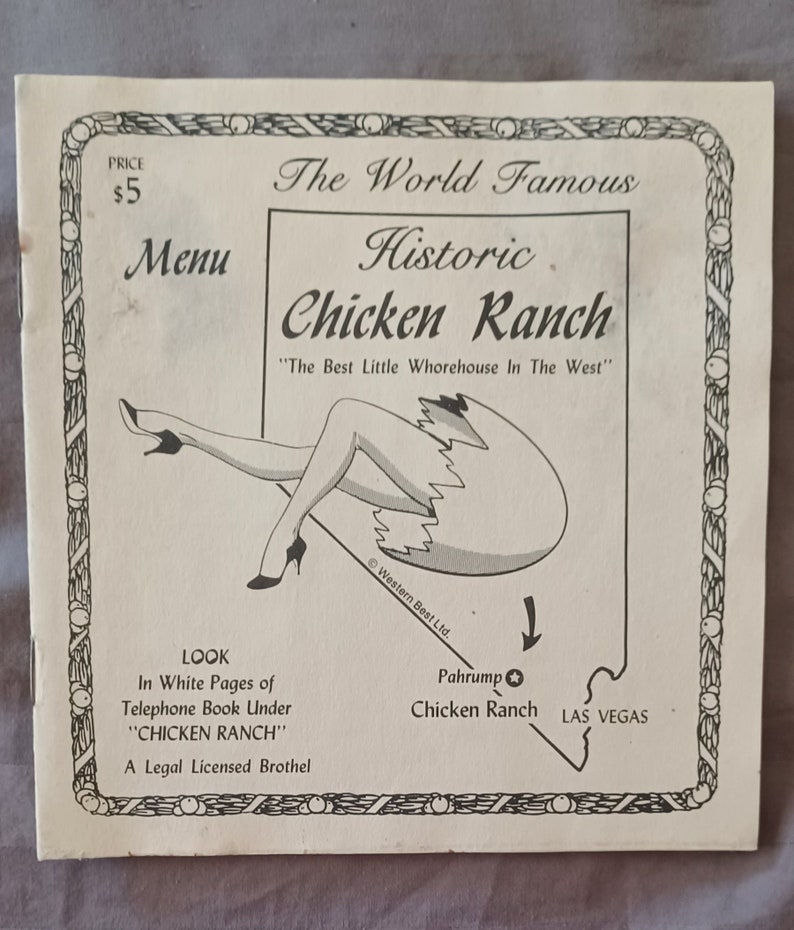 Vintage Chicken Ranch Brothel menu 1982 Free Shipping - Etsy