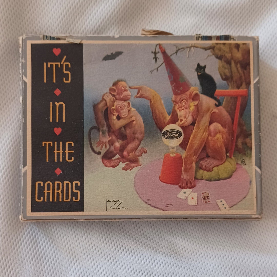 Vintage Lawson Wood Monkey Playing Cards Double Deck F. W. Newman ...