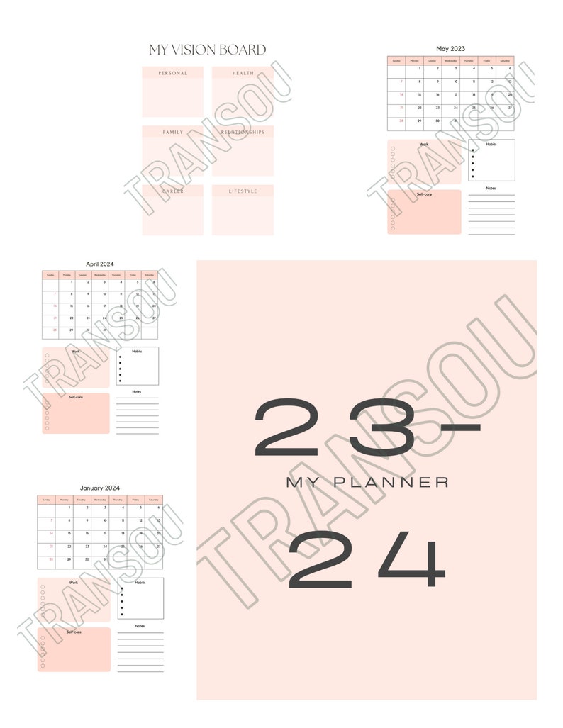 2023-2024 Calendar Printable - Etsy
