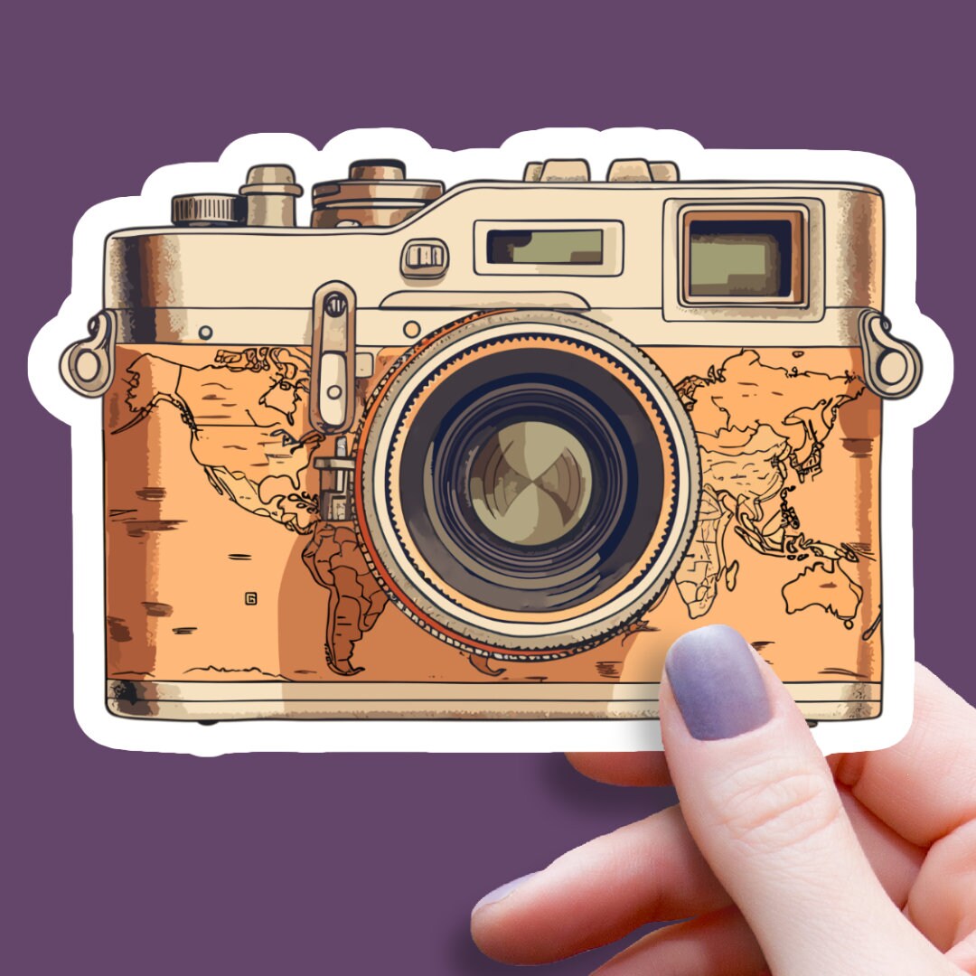 World Map Camera Stickers: Wanderlust Travel, Gift for Travelers, Car ...