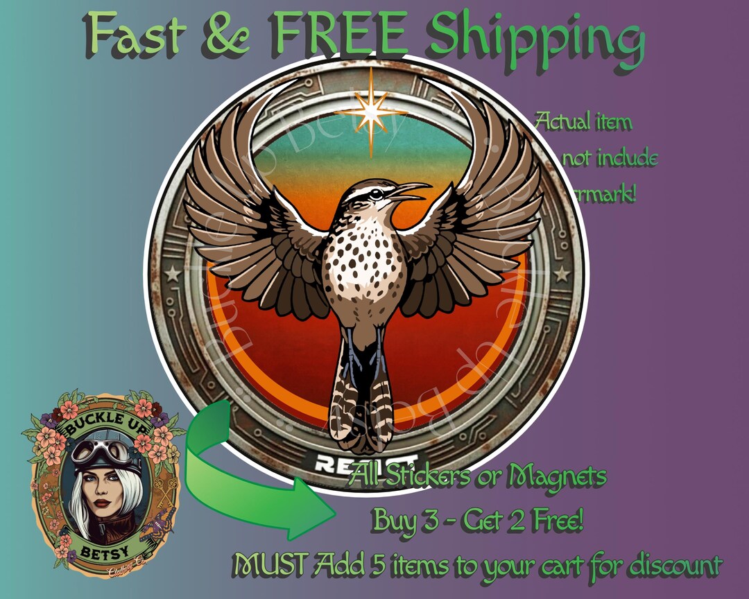 Rebel Bird Sticker – Arizona Cactus Wren, Political Activist Protest ...