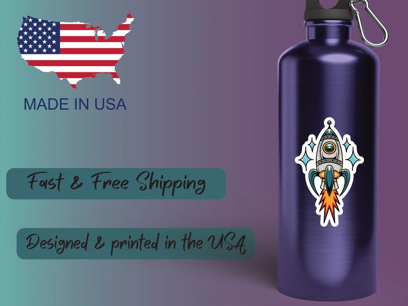 Retro Rocket Adventure Sticker: Vintage Tattoo Art, Waterproof Vinyl ...